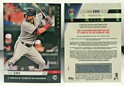 Jake Cave RC 2019 Topps Now Future Award Winners AL ROY 10-Card Set ...