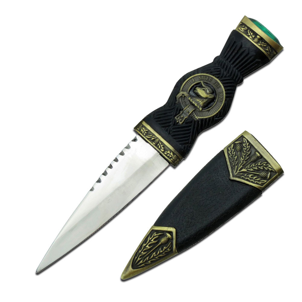 Celtic Scottish Sgian Skean Dubh Dirk Dagger 7.25" Knife Green Jewel ...