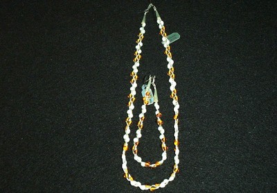 Amber, SS & Pearl Necklace and Bracelet Set #205 | eBay