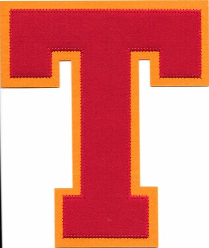 6" inch Tall Red Orange Block Letterman's Letter T Felt Patch | eBay