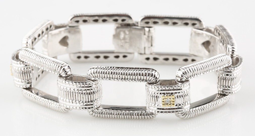 Judith Ripka Sterling Silver & 18K Yellow Gold Chain Link Diamond ...