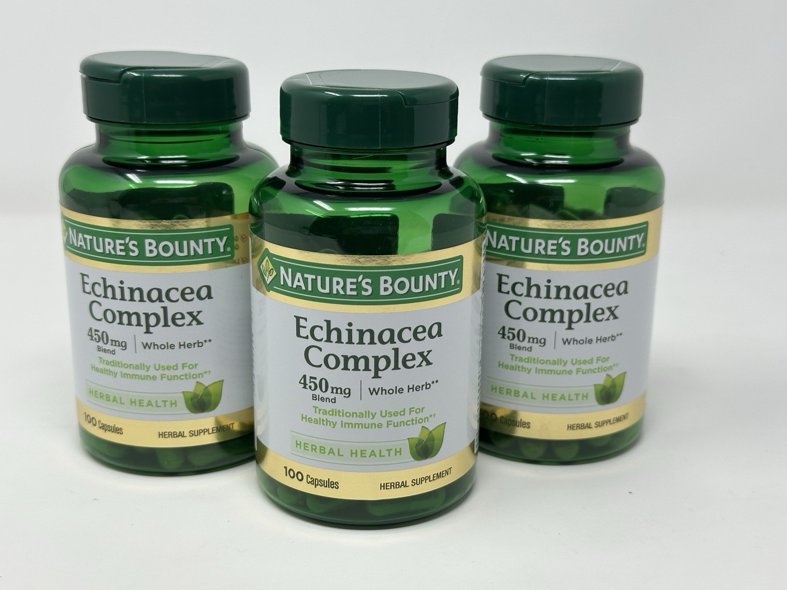 NEW 3-PACK Nature's Bounty Echinacea Complex Herbal Supplement Immune ...