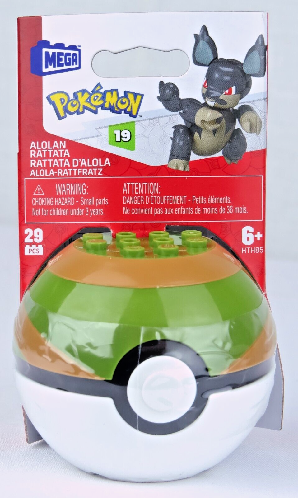Mega Construx Pokémon Alolan Rattata Poke Ball Series 19 Builder Set 29 ...