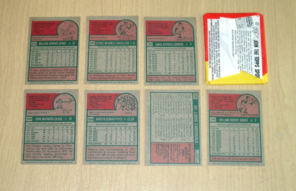 1975 Topps baseball MINI opened wax pack wrapper plus 7 cards | eBay