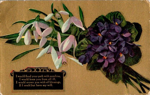 Purple and Pink Flowers, Poem, Gold Background, 1909 Postcard | eBay