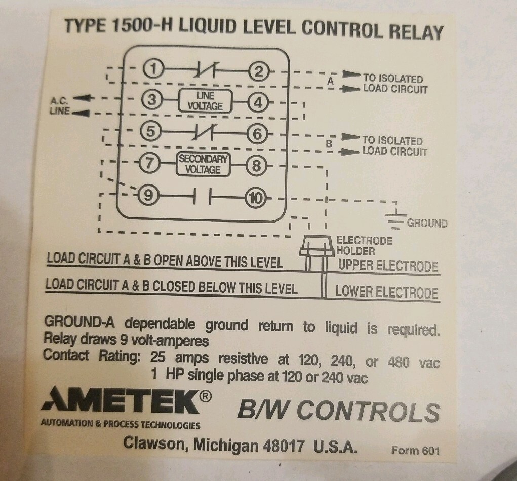 NEW IN BOX BW CONTROLS AMETEK LIQUID LEVEL CONTROL 1500-H-L1-S2-OC-X | eBay