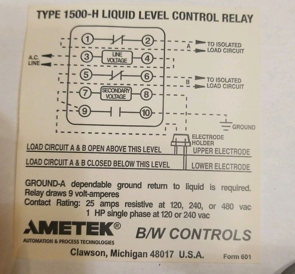 NEW IN BOX BW CONTROLS AMETEK LIQUID LEVEL CONTROL 1500-H-L1-S2-OC-X | eBay
