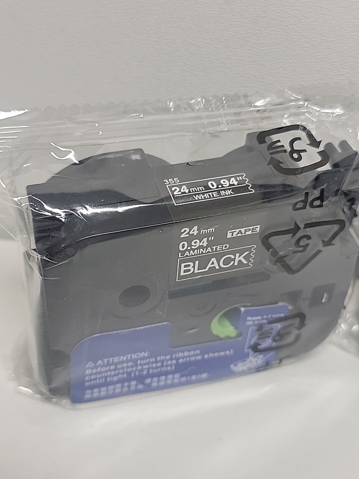 3PK White on Black Tape for Brother P-touch PTD600 24mm Label Maker ...