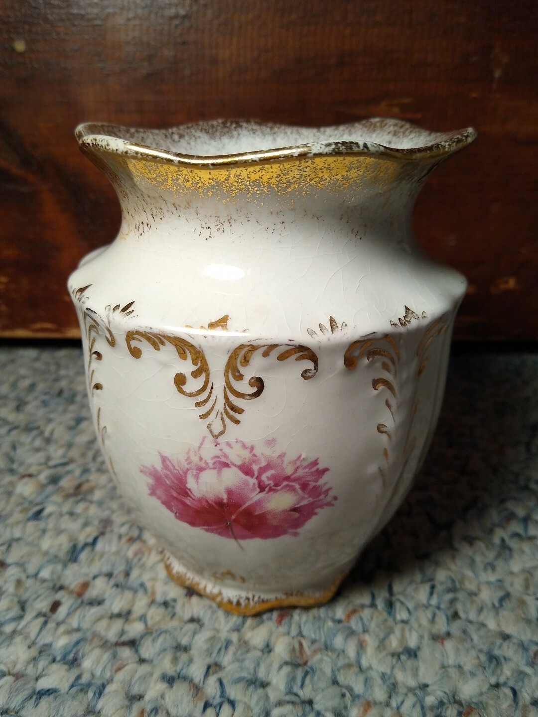 Antique K.T.&K. Semi Vitreous Porcelain Vase Decor Gold, Chipped Rim | eBay