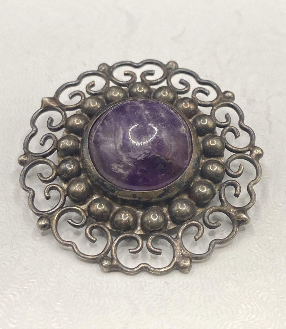 Vintage Jose Anton Sterling Silver Amethyst Pin Brooc… - Gem