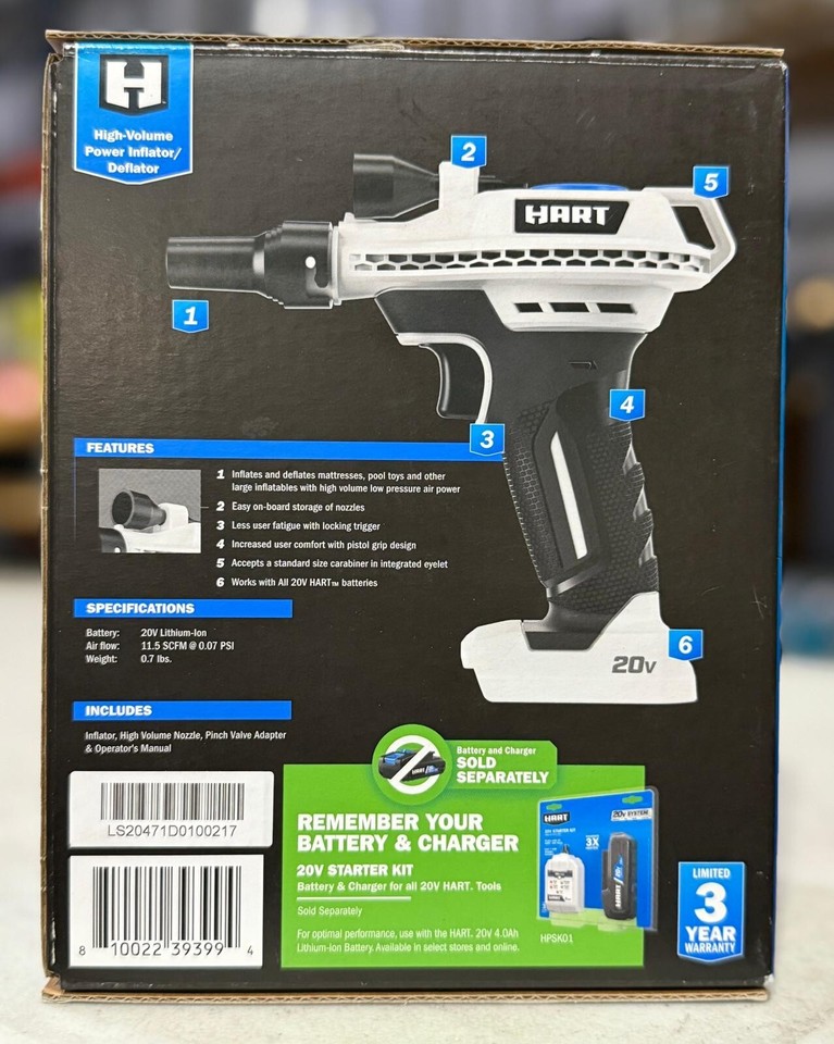 NEW HART 20V High Volume Inflator/Deflator -HPIF33 (Tool-Only) | eBay