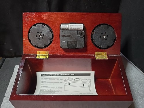 Quartz Barometer Table Top Weather Station Wood Box. AA Battery ...