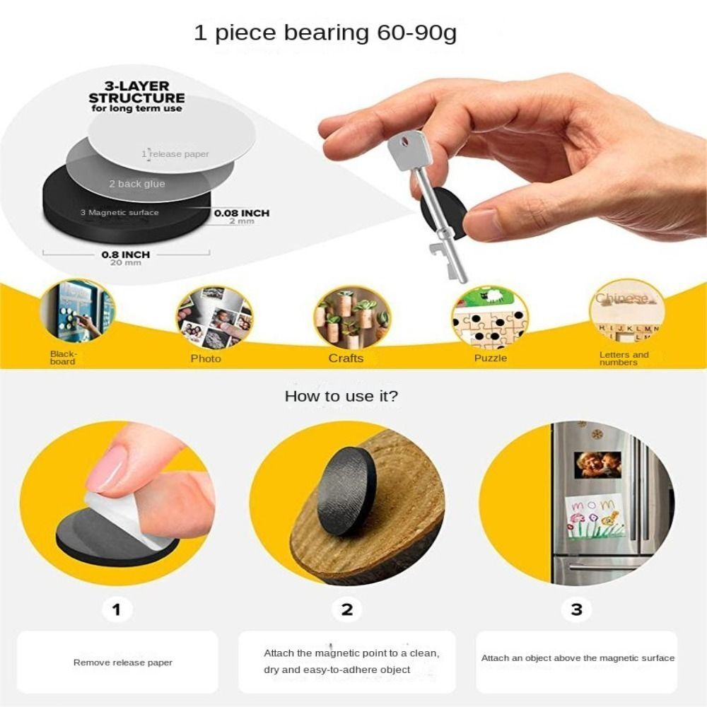 5/10/20PCS Back Adhesive Refrigerator Sticker Magnetic Discs Craft ...