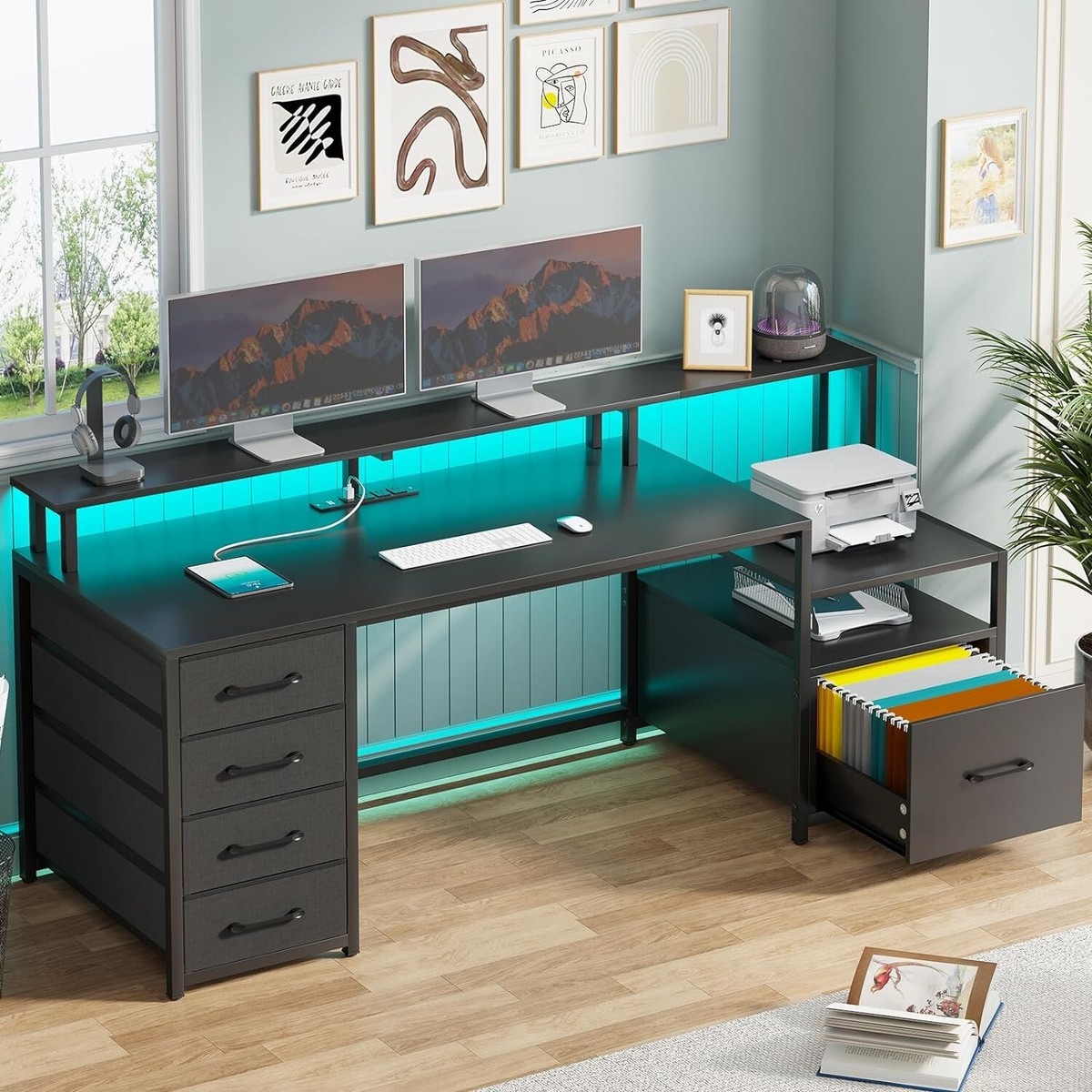 Light With Outlets Built In Desk