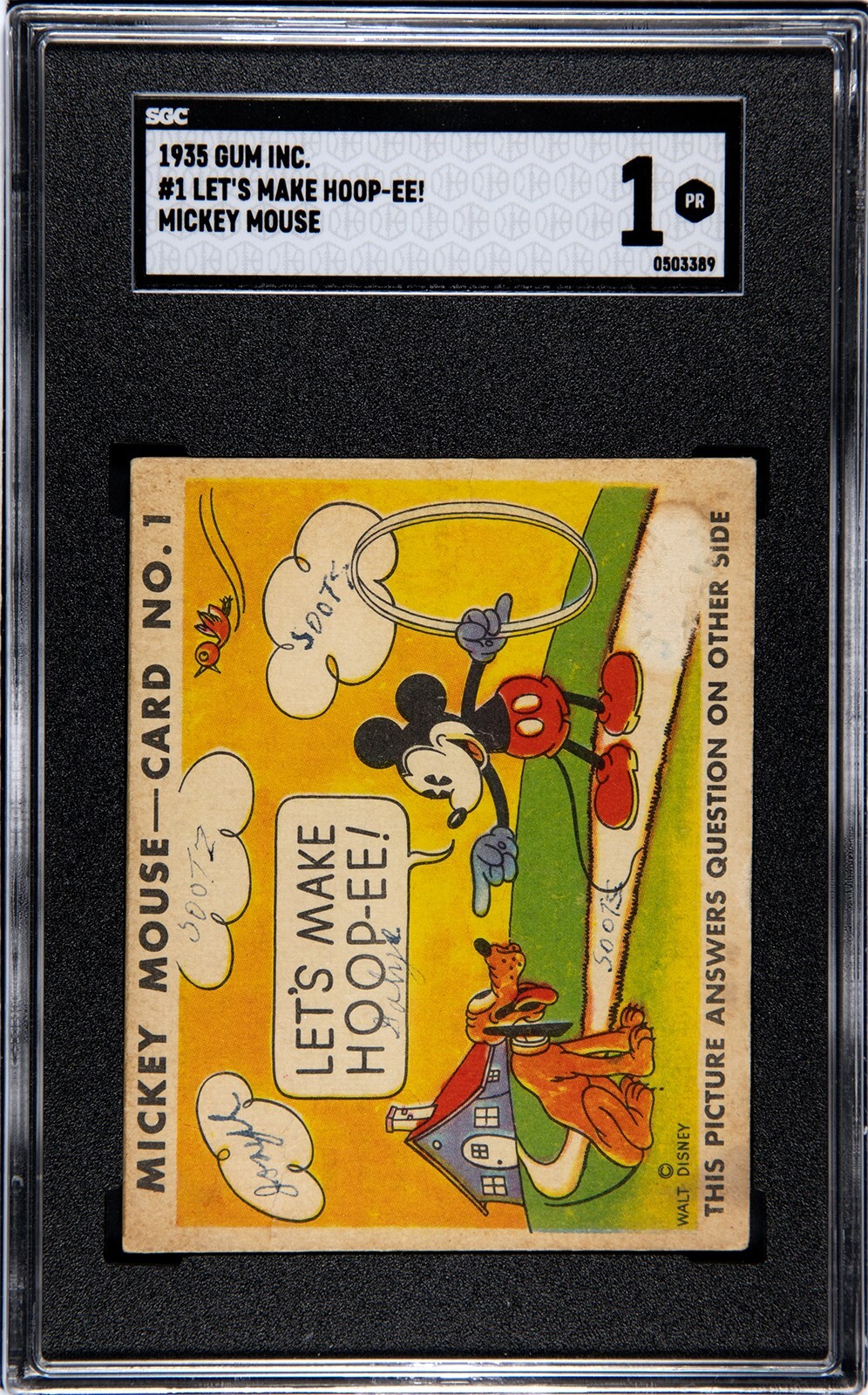 1935 Mickey Mouse Gum Card Type I Let's Make Hoop-ee! #1 SGC 1 No ...