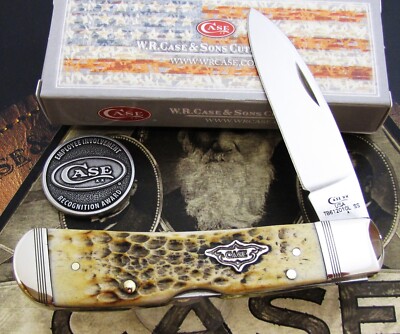 Case XX Tribal Lock Knife 2019 BURNT AMBER BONE Great Snap Mint GREAT ...