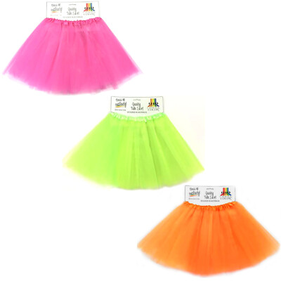 Tulle Tutu Skirt 80s Colour Women Costume Hot Pink Green Neon Fluoro ...
