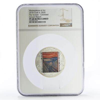 Cook Islands 20 dollars Edvard Munch Art The Scream PF68 NGC silver ...