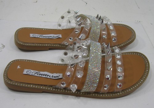 forever link NEW SILVER Clear slip on open toe sandal women Size 7 | eBay