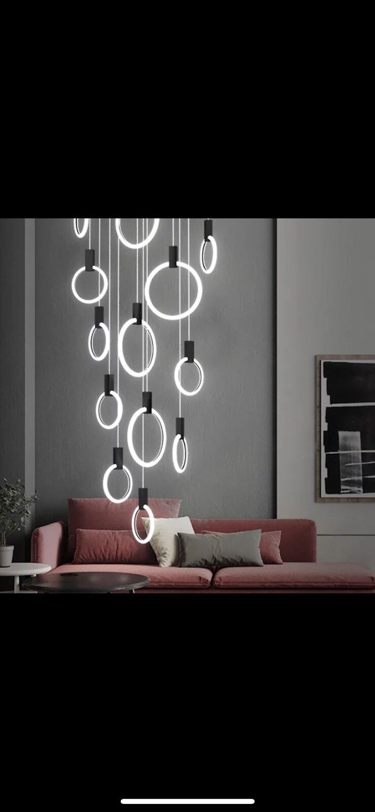 Long LED Chandelier Pendant Lights Modern, Stairwell, Living, Dining ...