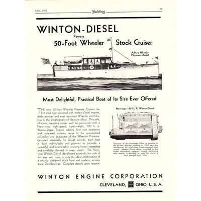 Winton-Diesel Yacht Engine Winton Engine Corporation Cleveland OH 1932 ...