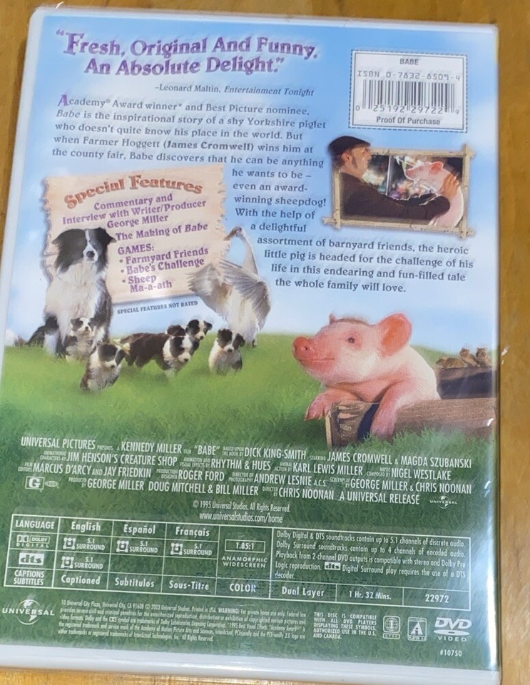 New Sealed Babe A Little Pig Goes A Long Way Widescreen DVD Universal ...