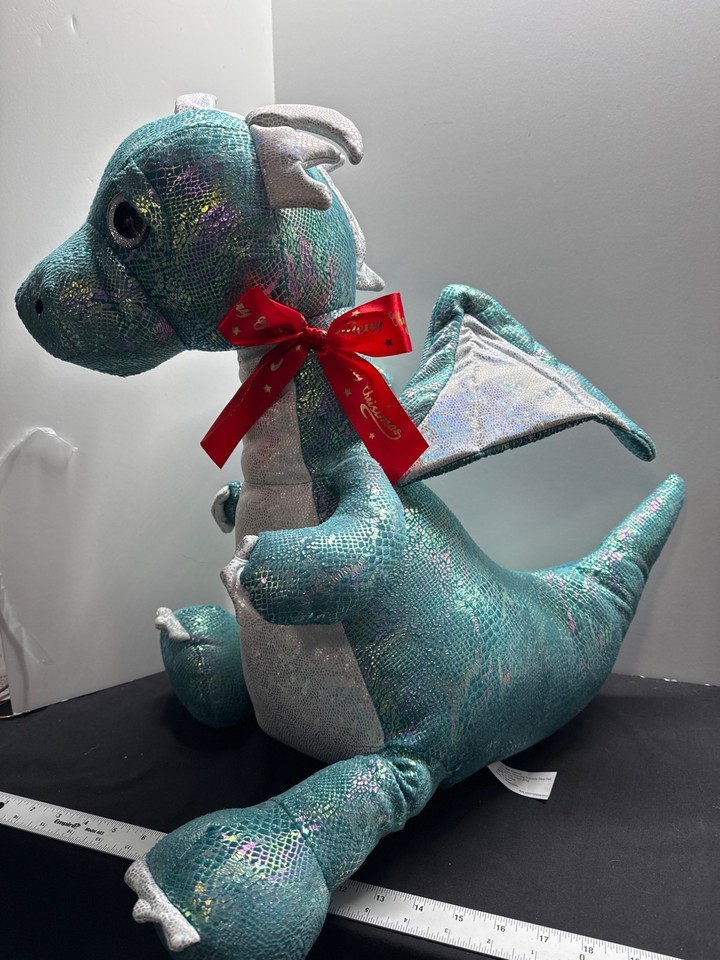 Large 20-Inch Blue Dragon Metallic Plush Toy With Red Ribbon By Walmart ...