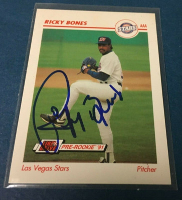 RICKY BONES ROOKIE LAS VEGAS STARS 1991 LINE DRIVE AUTOGRAPH AUTHENTIC ...