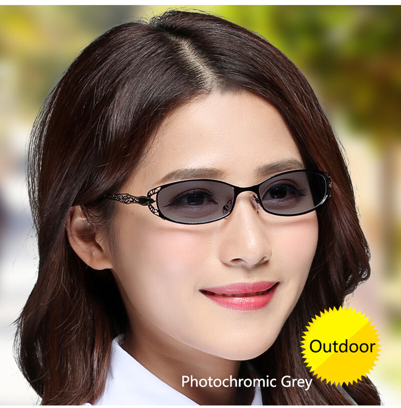 Women's Full Rim Photochromic Grey Single Vision Reading Glasses +0.00 ...