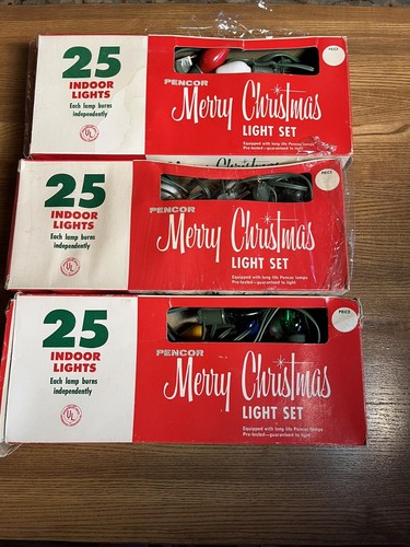 Vintage Christmas Lights Pencor 3 Boxes New Open Box 75 Lights Total ...