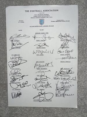 England Squad 1980 Signed Team Sheet | eBay UK