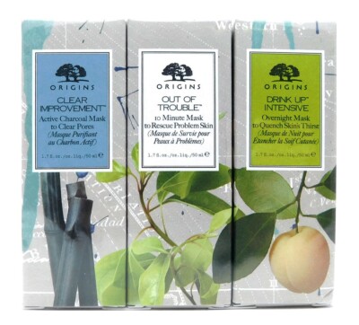 Origins Mini Mask Trio Clear Improvement Out of Trouble Drink Up SEALED ...