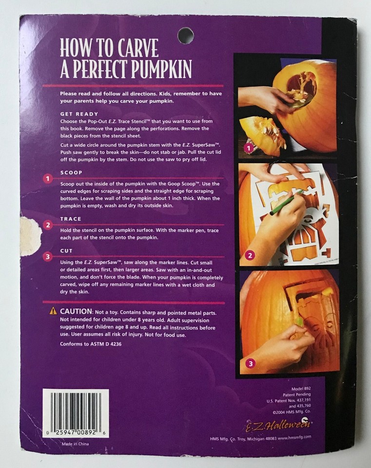 EZ Halloween Pumpkin Carving Book w/ Template & Tools! - All Templates ...
