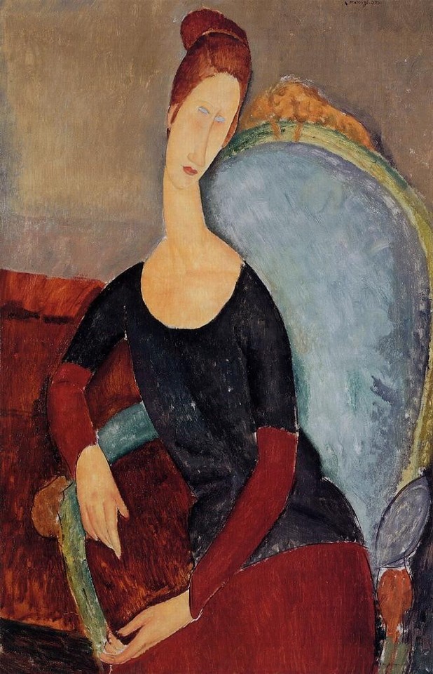 Oil painting Portrait-of-Jeanne-Hebuterne-Seated-in-an-Armchair-1918 ...