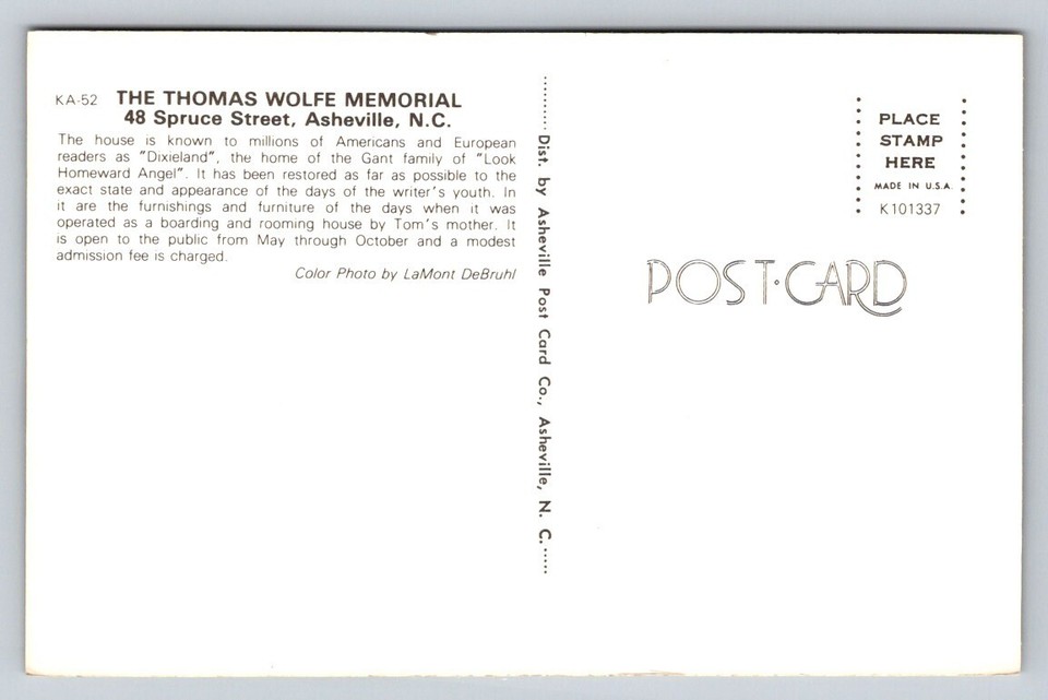 Thomas Wolfe Memorial Asheville North Carolina P693 Chrome | eBay