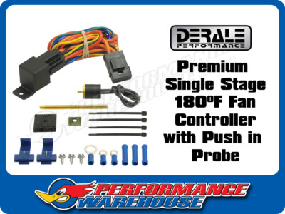 Derale Premium Single Stage 180ºf Fan Controller Push in Probe 25 AMP ...