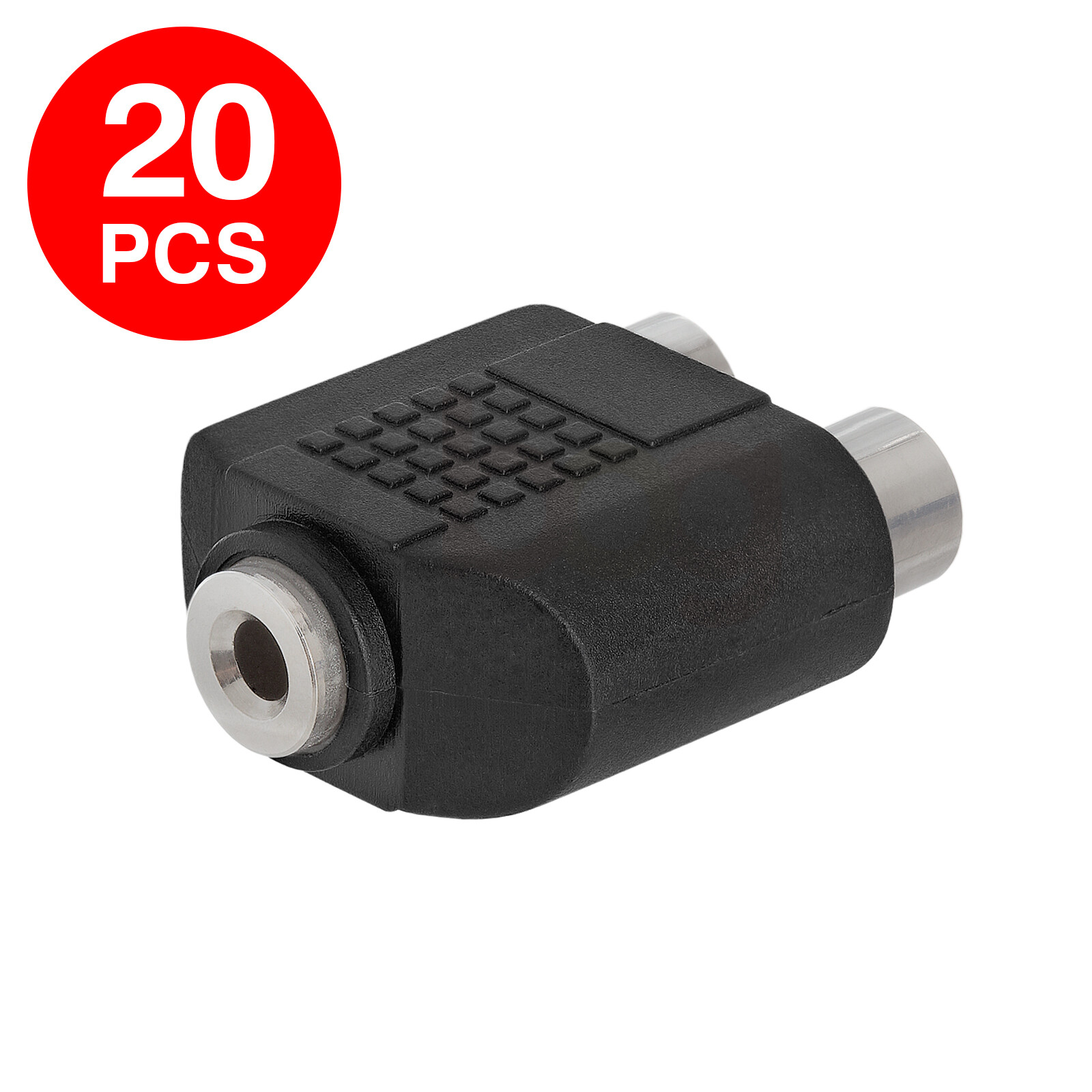 20 Pack 3.5mm Mono Female Jack to 2 RCA Female Jack Audio Adapter 2-Way ...