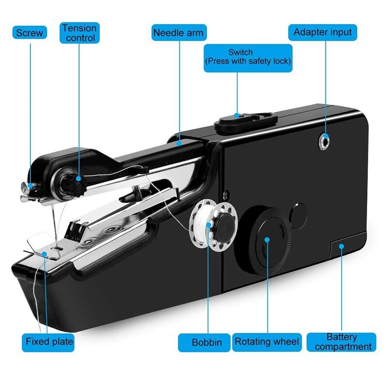 Portable DIY Mini Tailor Stitch Handheld Sewing Machine Travel Home ...