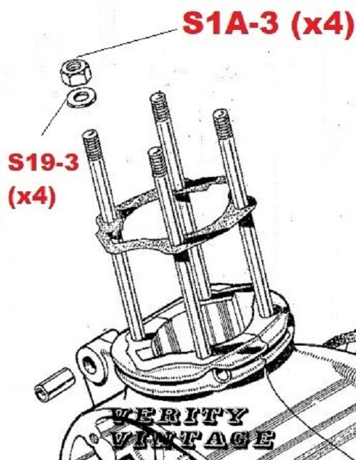 BSA BANTAM CYLINDER HEAD NUT & WASHER SET D1 D3 D5 D7 D14 B175 BUSHMAN ...