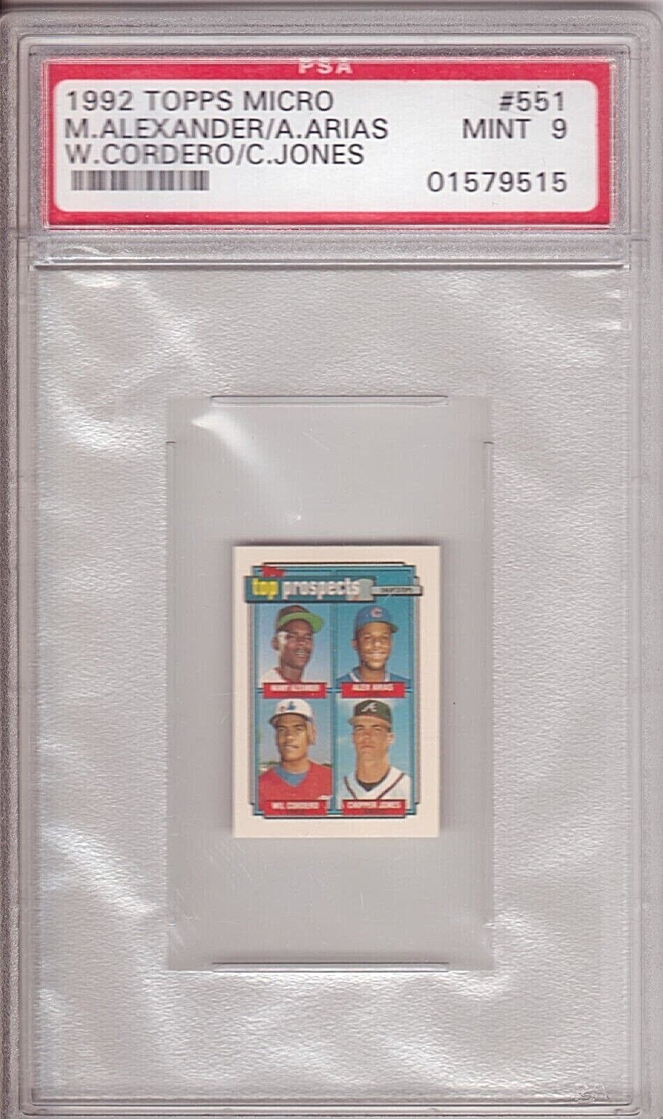 Chipper Jones - 1992 Topps Micro RC Rookie #551 Graded PSA 9 MINT ...