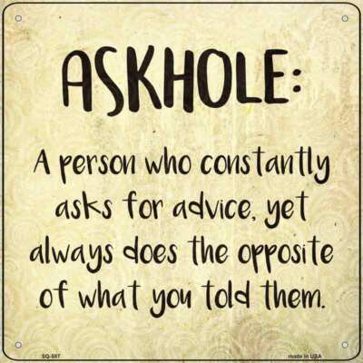 Askhole Definition Novelty Metal Square Sign SQ-587 | eBay