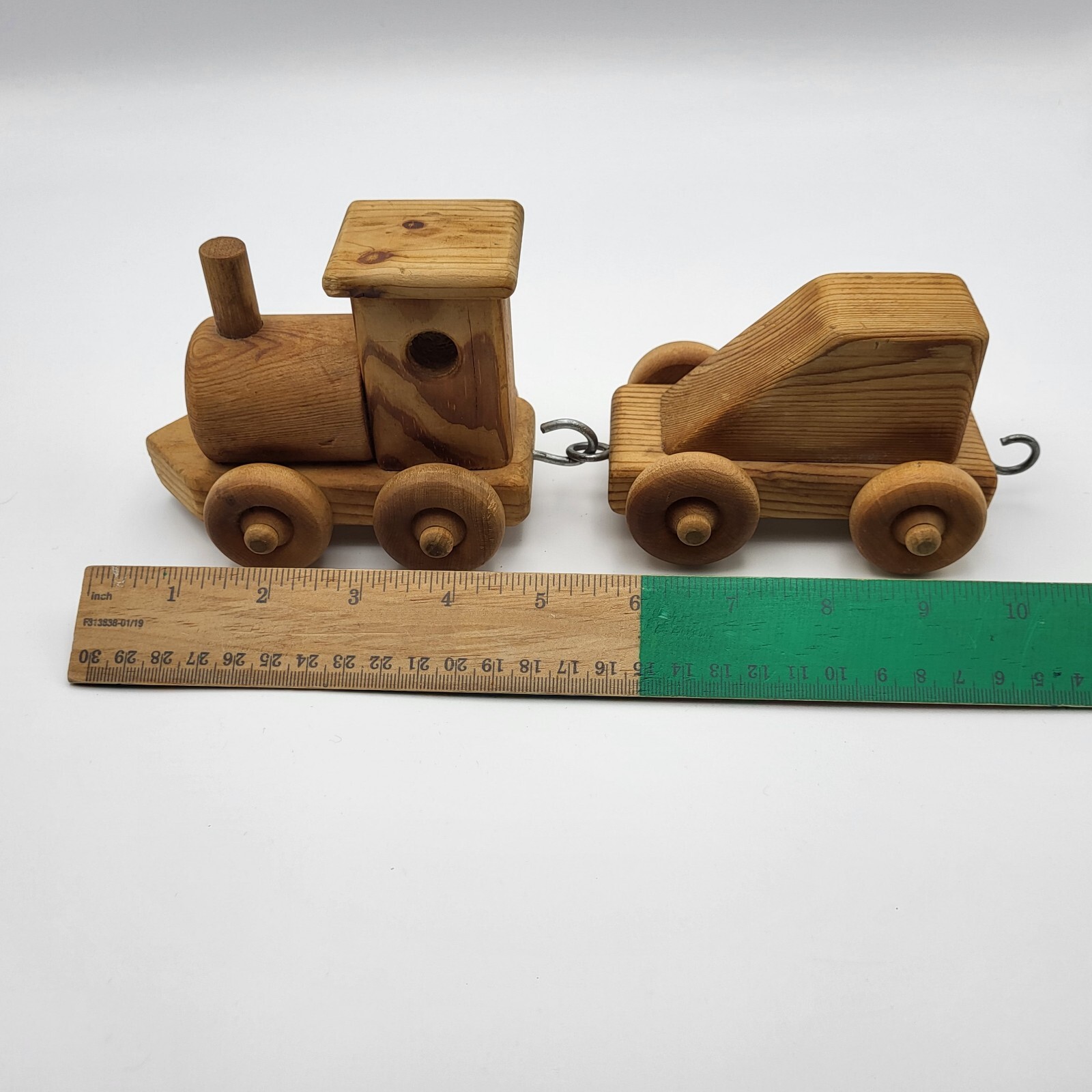 Handcrafted Wooden Train Engine with Car (2 pieces) Wood Stain Finish ...