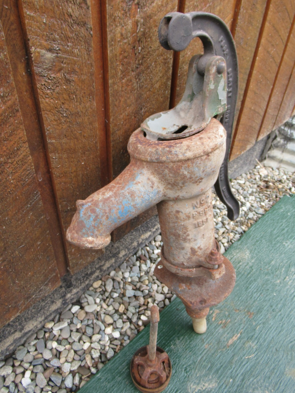GREAT OLD Cast Iron Hand WATER PUMP Measures 16" High Signed BEATTY ...