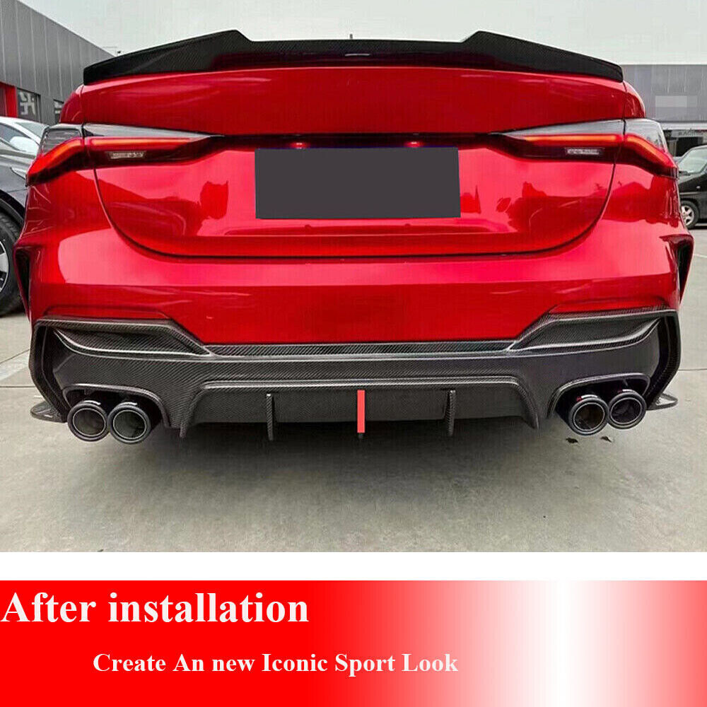 Fits BMW G22 G23 M440i 430i REAL CARBON Rear Diffuser Bumper Splitter W ...