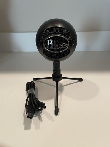 Blue Snowball iCE Black Plug-and-Play USB Microphone w/ Stand & Cable ...
