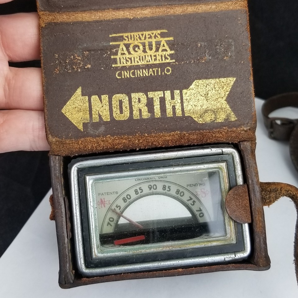 Vintage Aqua Survey Instruments Cincinnati OH Leather Case Dip Compass | eBay