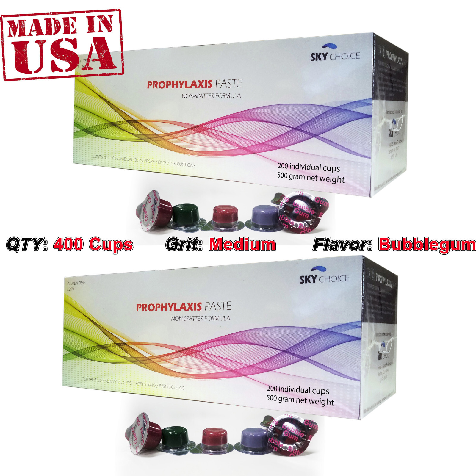 400 Dental Prophy Paste cups Prophylaxis NonSplatter Medium Grit ...