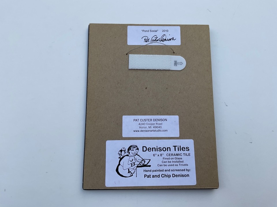 Vtg Pat Custer Denison Art Pottery "Pond Social" Nude Woman Tile 🎁😊👍 | eBay