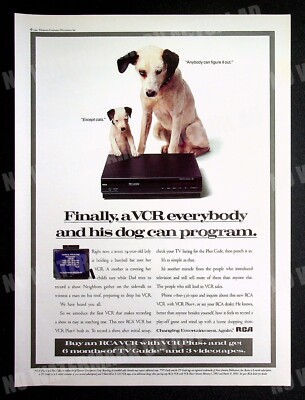 RCA VHS VCR 1992 Trade Print Magazine Ad Poster ADVERT Technology Dogs ...