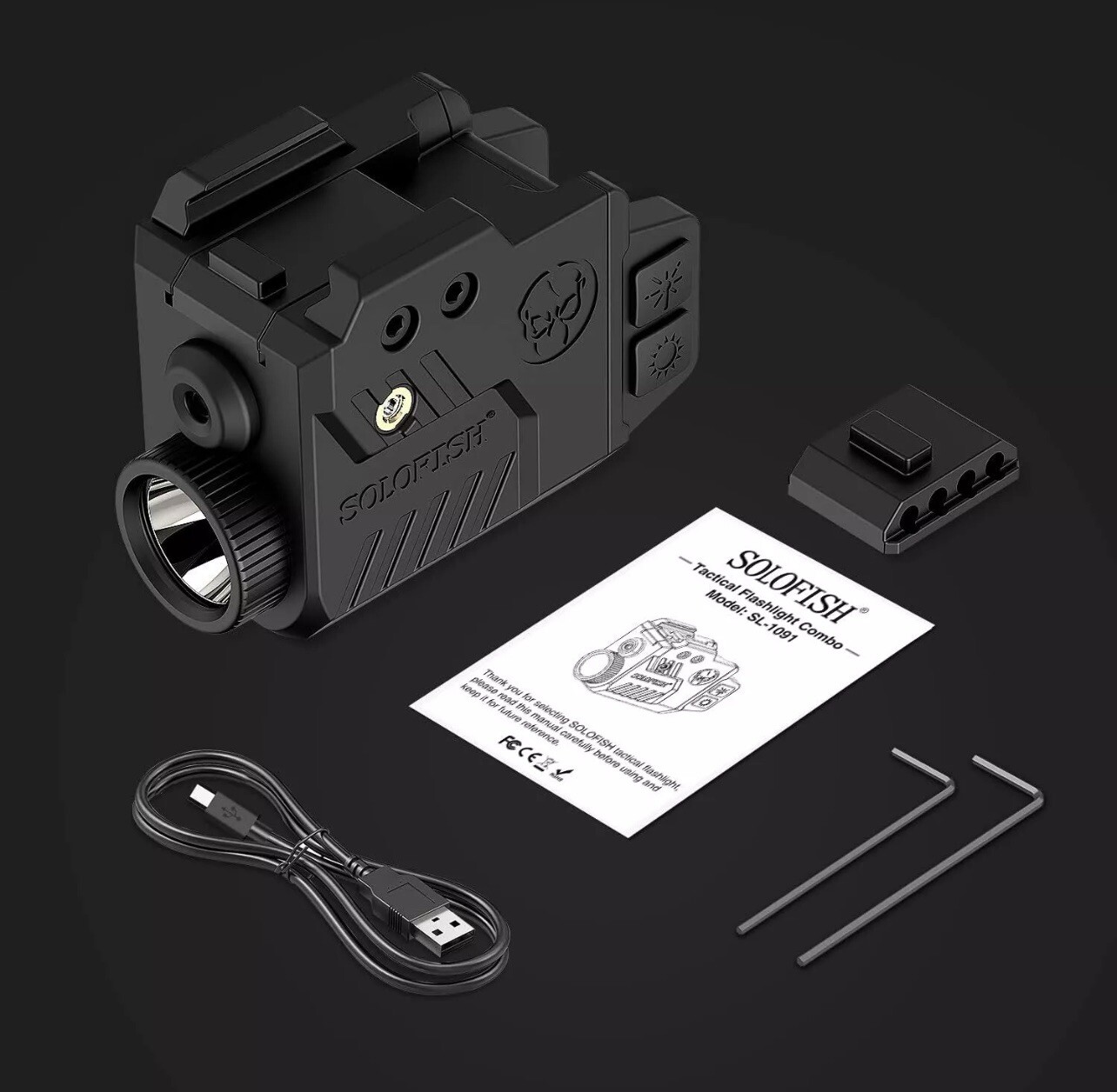 SOLOFISH 700/ 500lm Tactical Flashlight Compatiable Green Laser Light ...